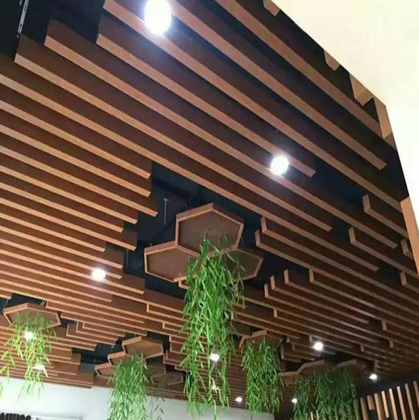 Decorative U Baffle Aluminum Panel Ceiling Wooden Grain Coated ...