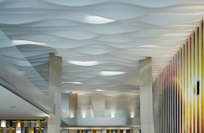Aluminum Curved Metal Ceiling Design 4mm Thickness Powder Coating