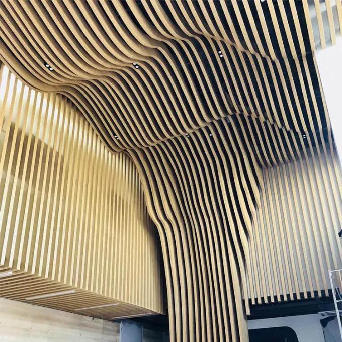 6063 Aluminium Cladding Panels Wave Baffle Wood Grain Pattern Aluminium ...