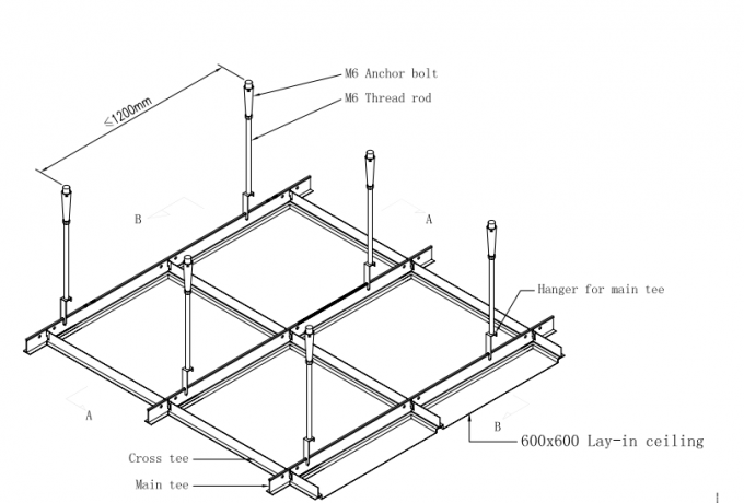 Aluminum Lay In Metal Ceiling Design ISO9001 Square Tiles 0.7mm