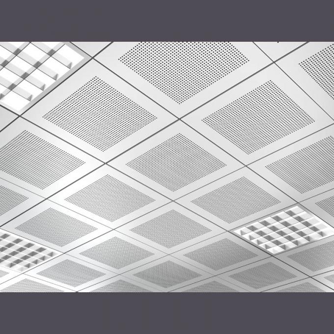 Aluminum Lay In Metal Ceiling Design ISO9001 Square Tiles 0.7mm